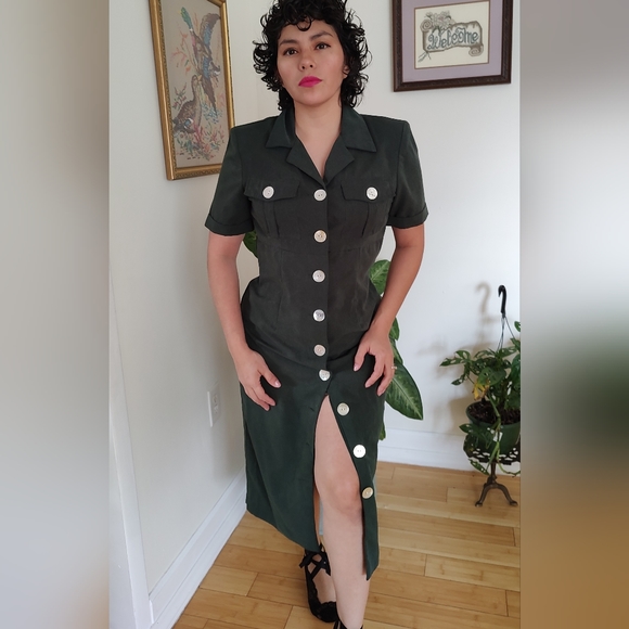 American Vintage | Dresses | Vintage Green Button Down Dress | Poshmark